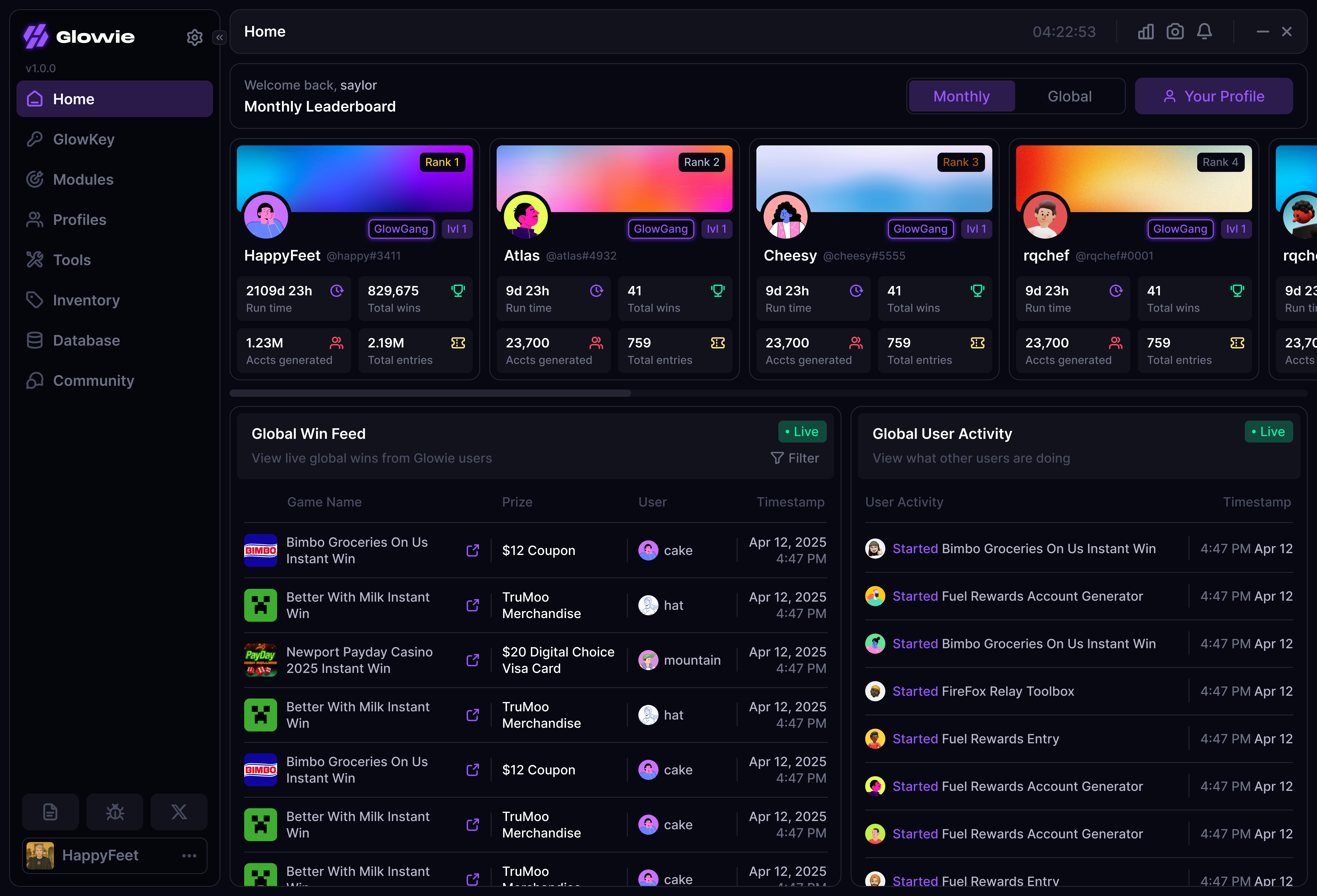 Glowie - Built to help you win more raffles